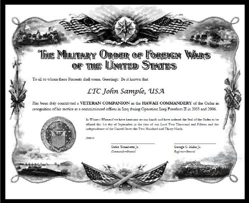 MOFW Large Diploma (Parchment Paper, 17" x 21") - Military Order of ...